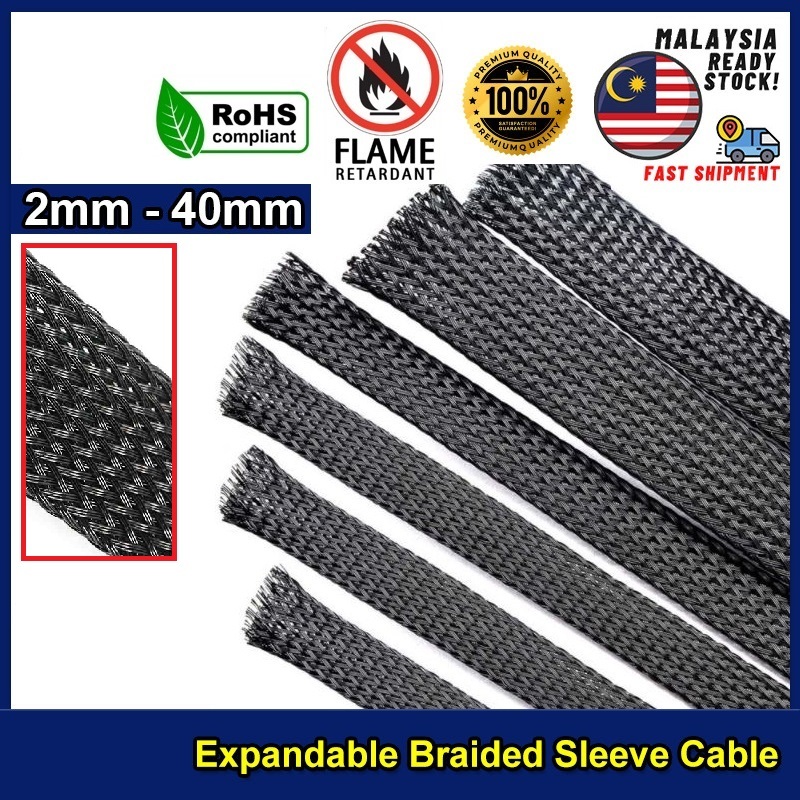[1 Meter] PET Expandable Braided Sleeve [2mm-40mm] Cable Protection ...