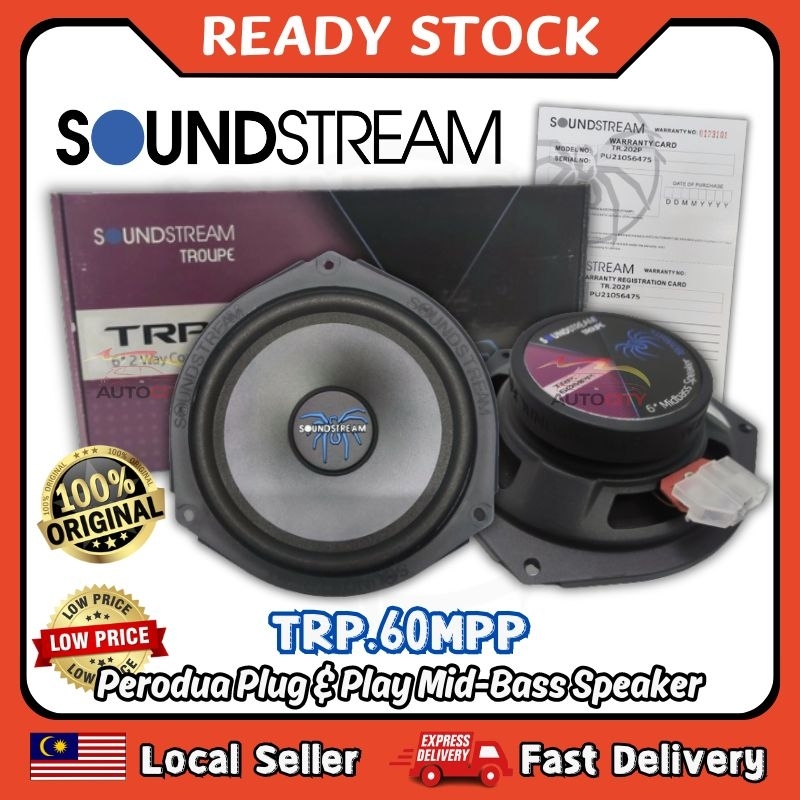2PCS Soundstream Speaker 6” Inch Plug & Play Mid-Bass Speaker Perodua ...
