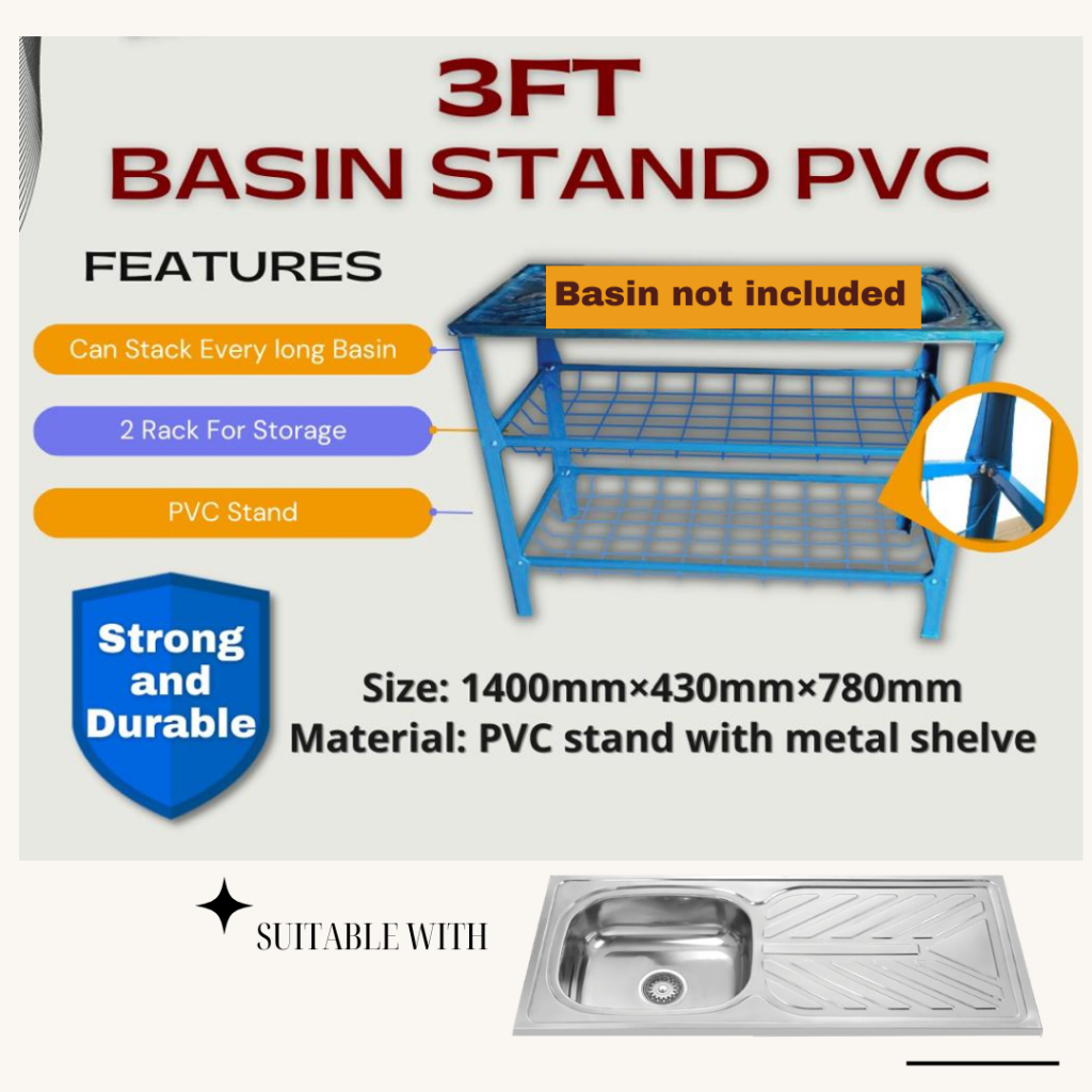 3FT Blue Basin Stand/PVC Basin Stand | Shopee Malaysia