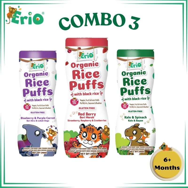 (Combo Pack Of 3) Erio Organic Black Rice Puffs 45g | Shopee Malaysia