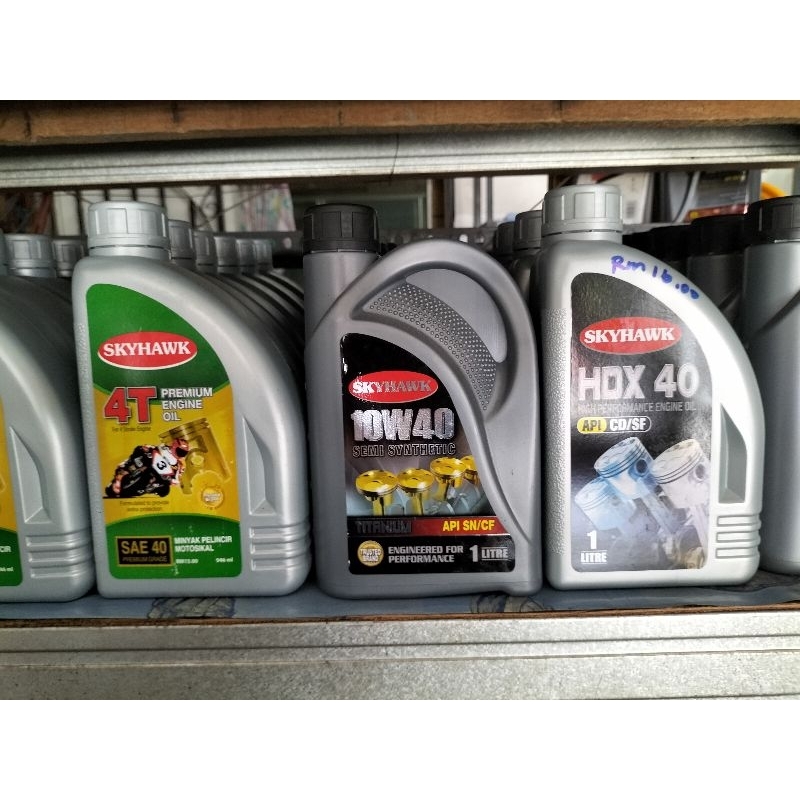 [Ready Stock] SKYHAWK MINYAK ENGINE 10W40 SEMI SYNTHETIC API SN/CF ...