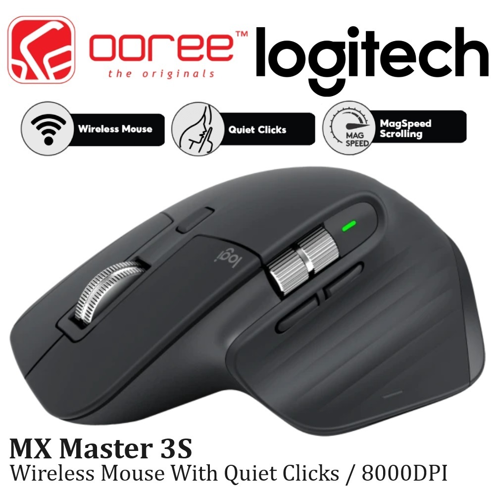 LOGITECH MX MASTER 3S WIRELESS BLUETOOTH MOUSE WITH QUIET CLICKS ...