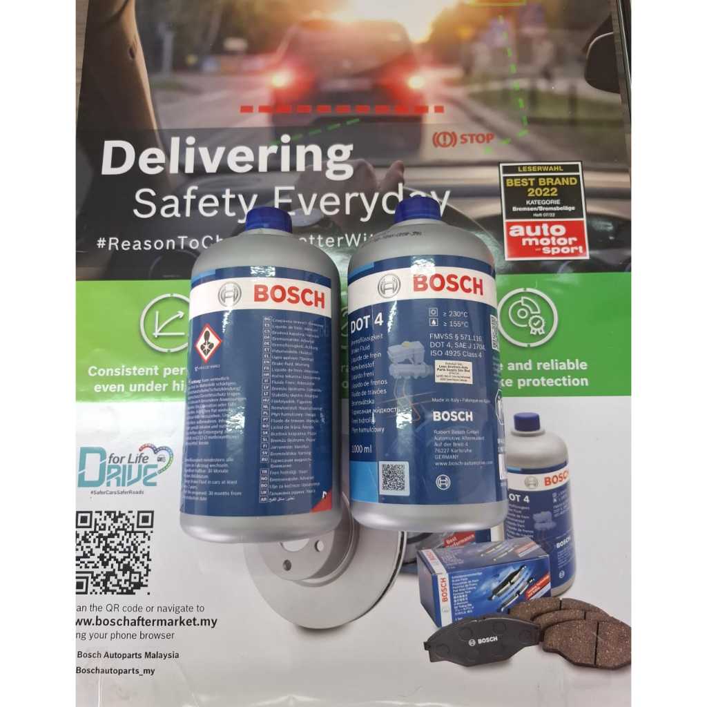 BOSCH MINYAK BREK DOT 4 1000ML (100% ORIGINAL) MADE IN ITALY (ade Bosch ...