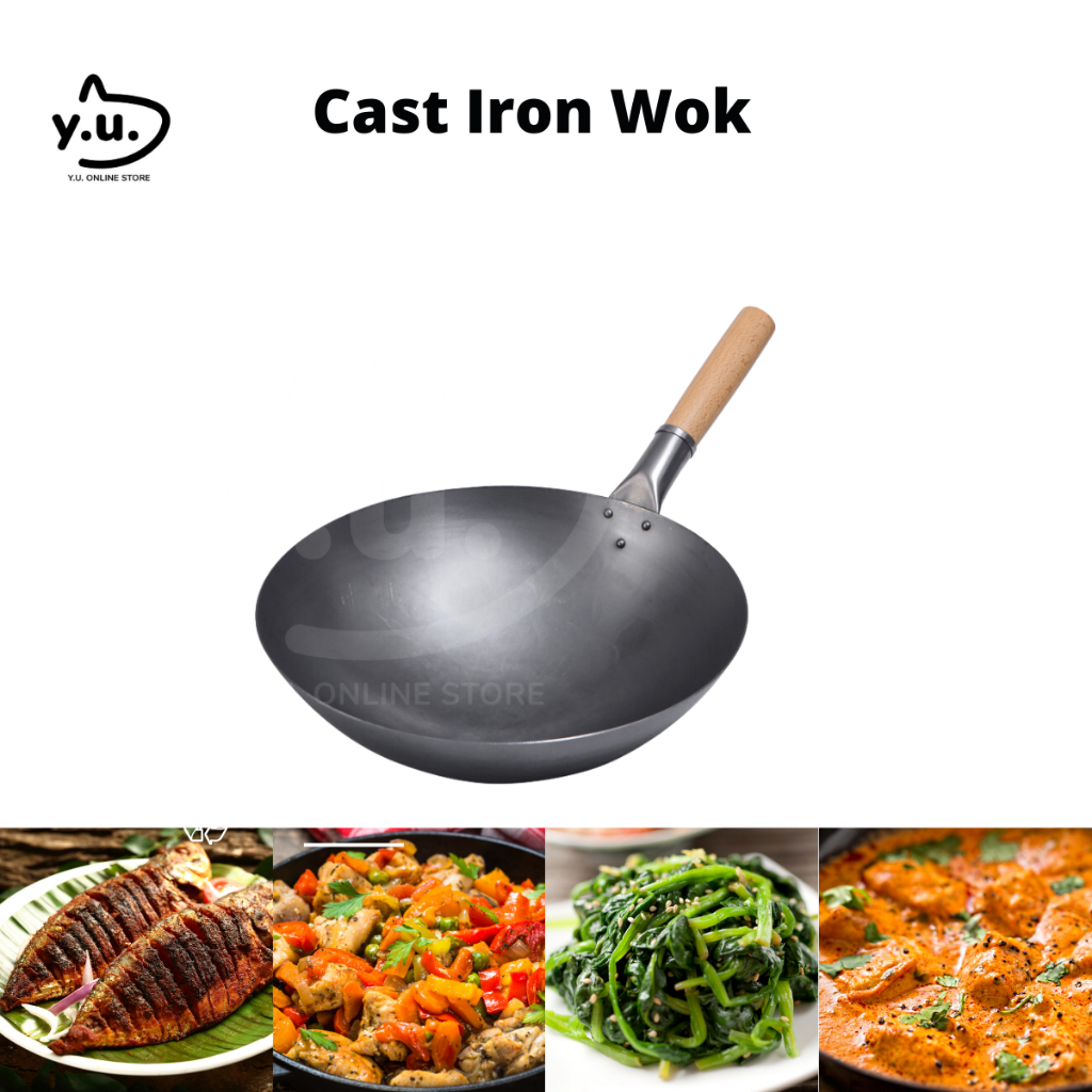 YU Online - Kuali Besi Bertangkai / High Quality Cast Iron Wok / Kuali ...