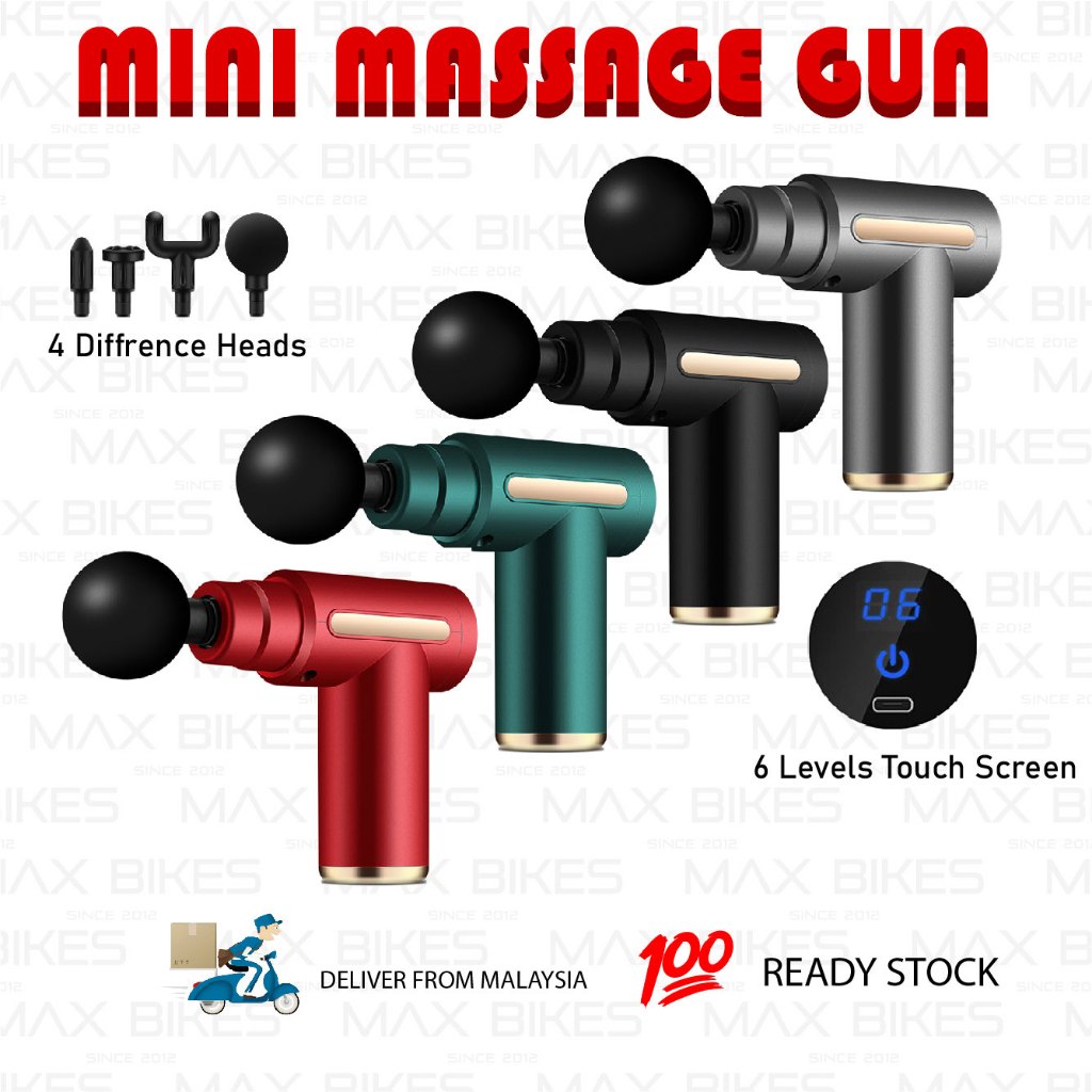 Portable 6 Speed Mini Massage Gun With 4 Head / Compact Size LED ...