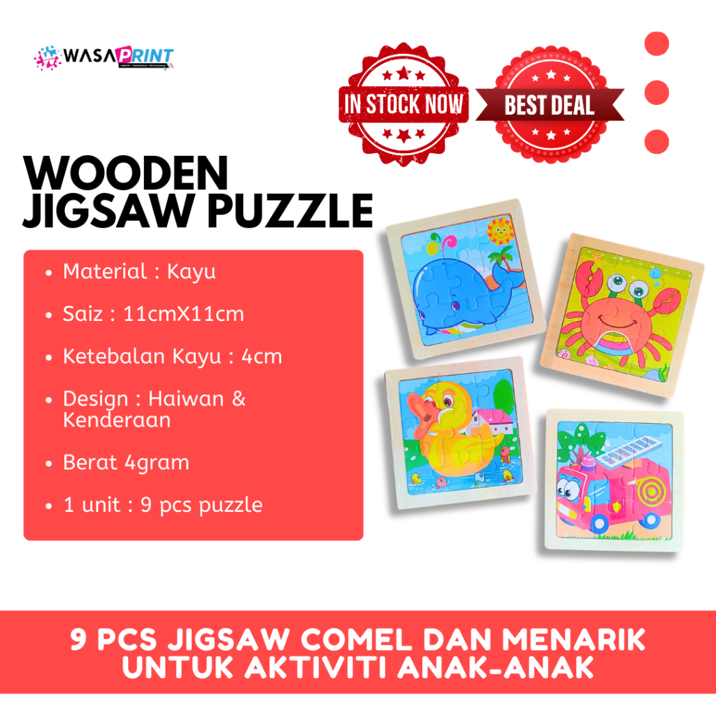 Wooden Jigsaw Puzzle Early Education Toys goodies idea Mainan ...
