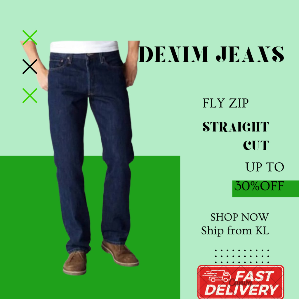 🔥🔥STOCK READY 💥505 DENIM STRAIGHT CUT JEANS FLY ZIP BOLEH PAKAI KERJA ...