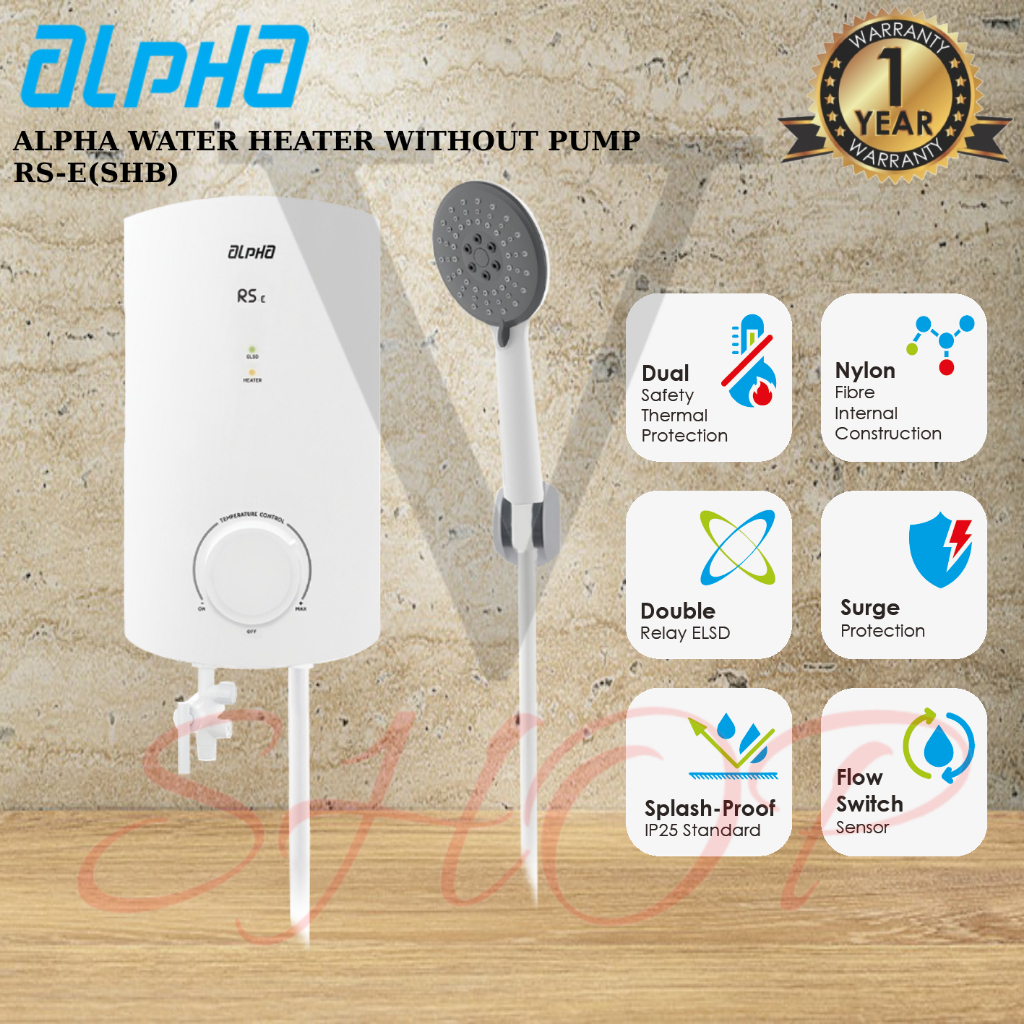 ALPHA INSTANT WATER HEATER WITHOUT PUMP RS-E (SHB) || SK17E || X5E | Shopee Malaysia