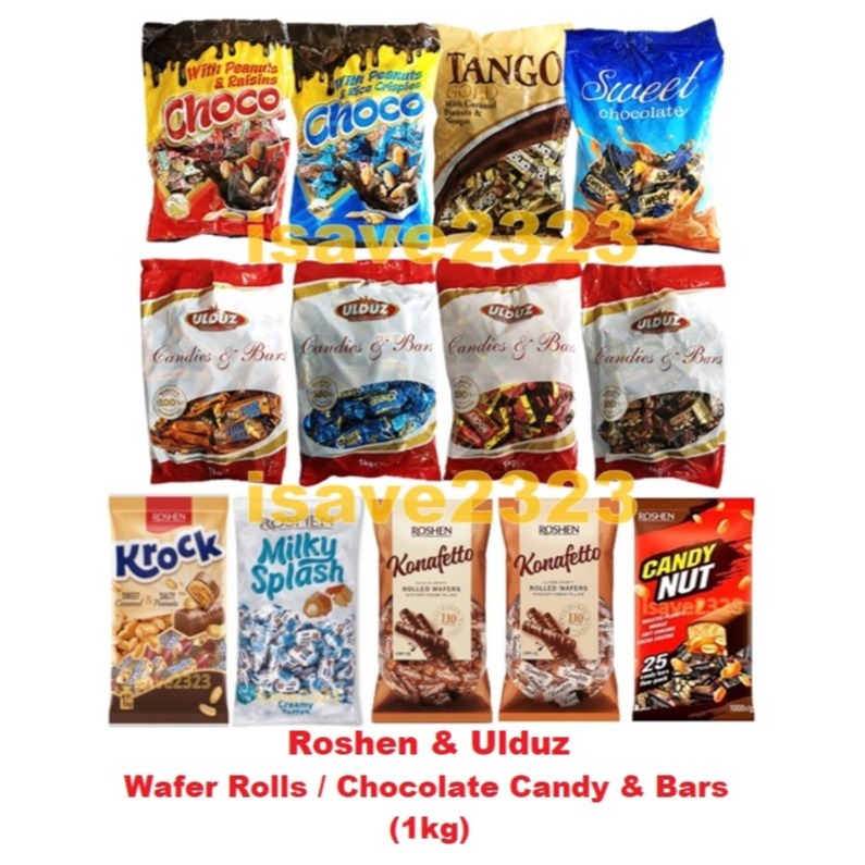 [halal] Roshen And Ulduz Wafer Rolls Chocolate Candy And Bars 1kg 13