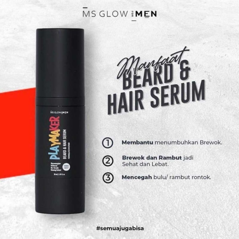 Ms Glow For Men PLAYMAKER BEARD & HAIR SERUM | Shopee Malaysia