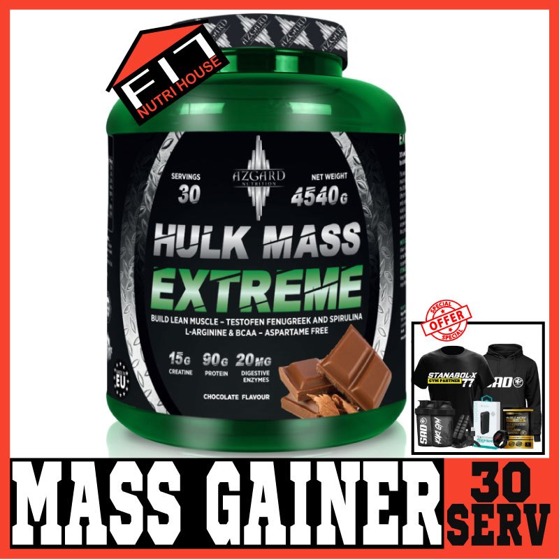 Azgard Hulk Mass Extreme Weight Gainer (4.5kg / 30 Servings) Chocolate ...