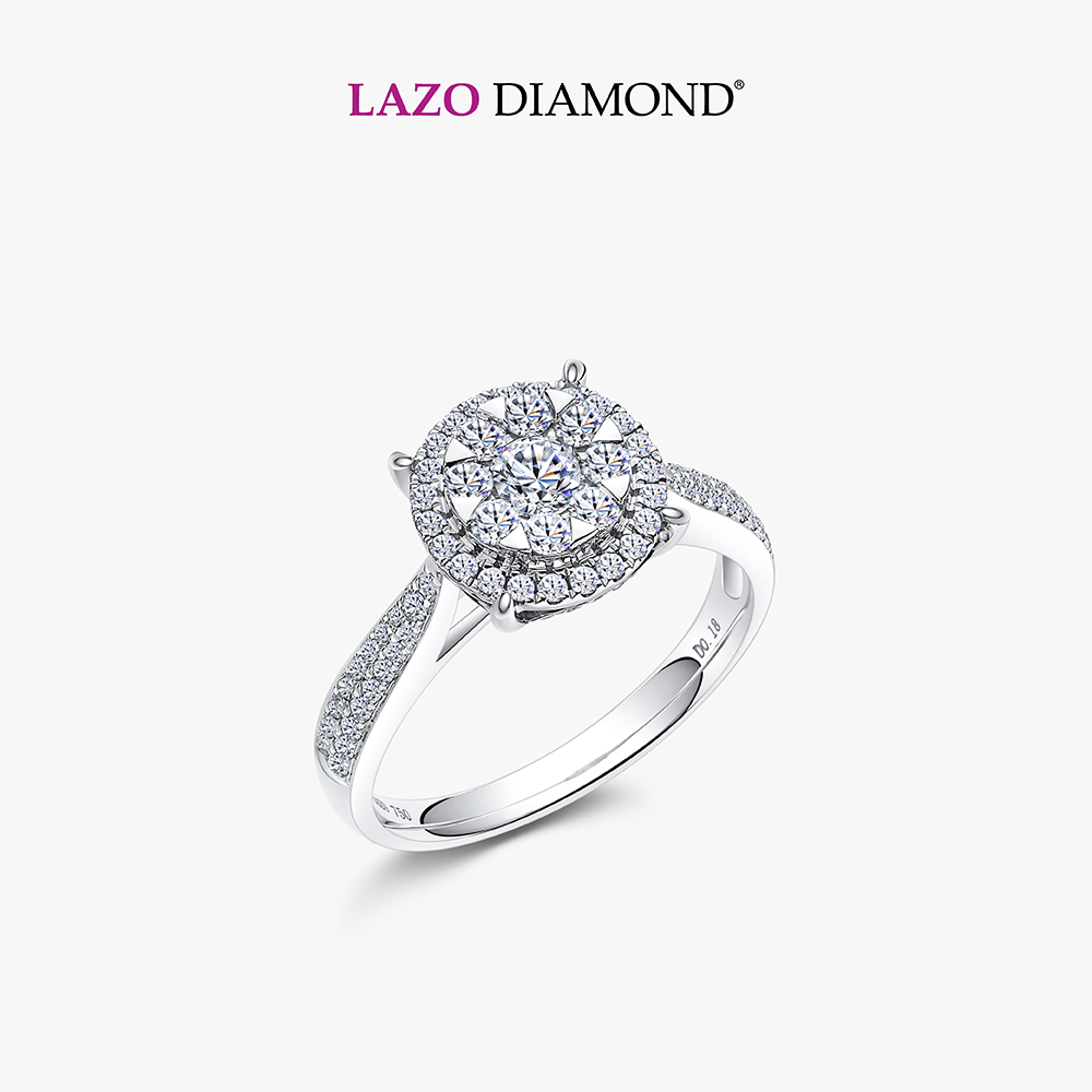 LAZO DIAMOND Halo Cluster Illusion Diamond Ring with Tapered Side Duo ...
