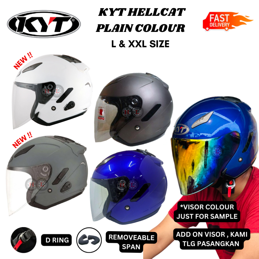 KYT HELLCAT PLAIN COLOUR HELMET SINGLE VISOR KYT HELMET HELLCAT ...