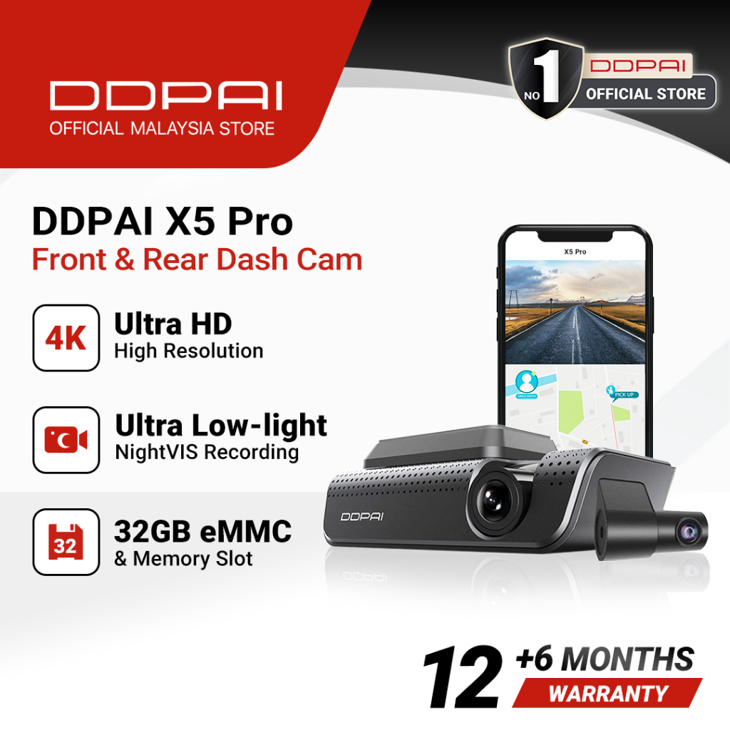 DDPAI X5 Pro Dash Cam Front 4K UHD Resolution Rear 1080P HD Dual ...