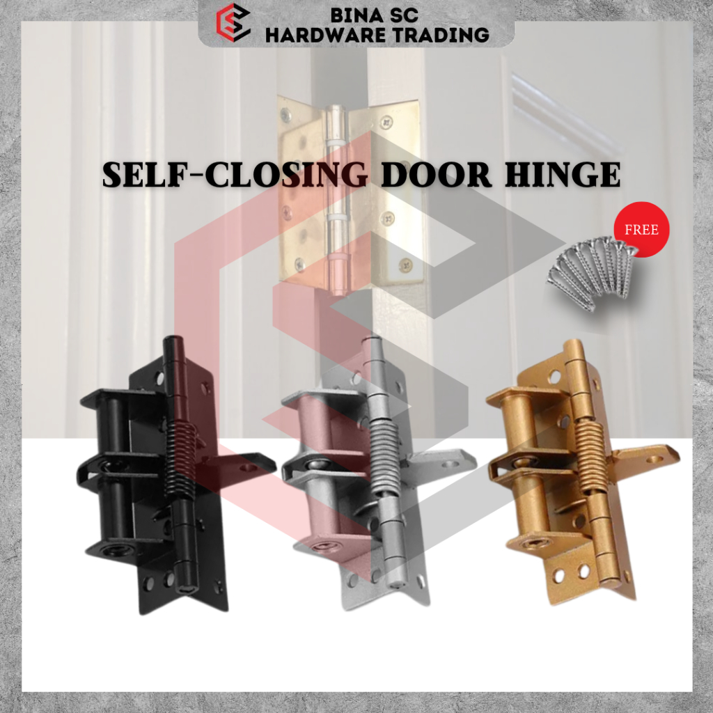 BINA Self Closing Spring Hinges Automatic Door Closer Aluminum Alloy ...