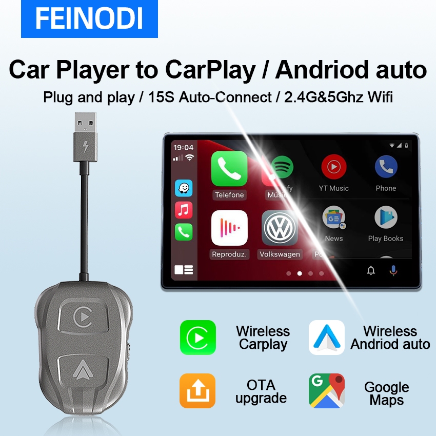 Wireless Apple CarPlay and Android Auto Wireless Adapter 2-in-1Converts ...