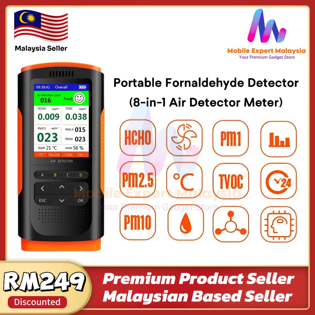 🇲🇾READY STOCK🇲🇾 Air Quality Monitor Portable Display Formaldehyde ...