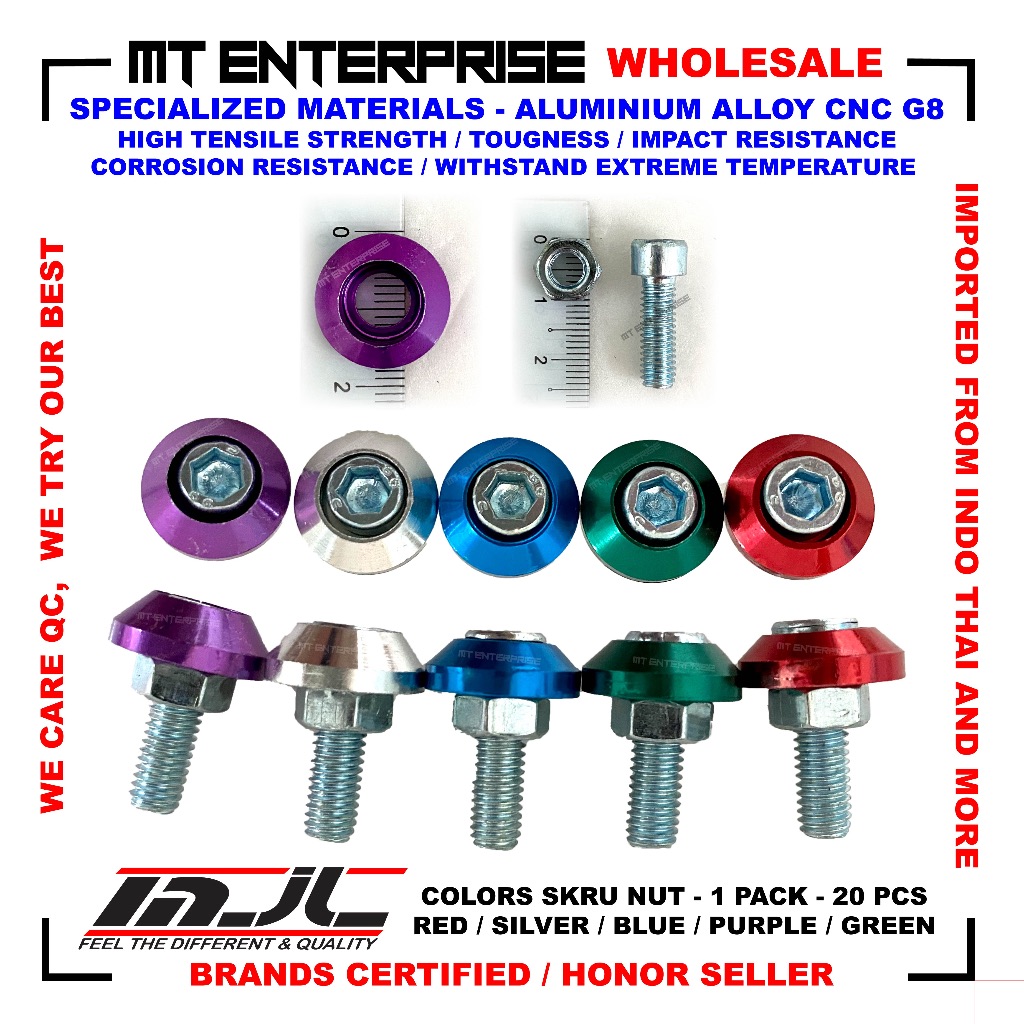 MJL Original Colors SKRU / Screw NUT - 1 pack - 20 pcs - Red / Silver ...
