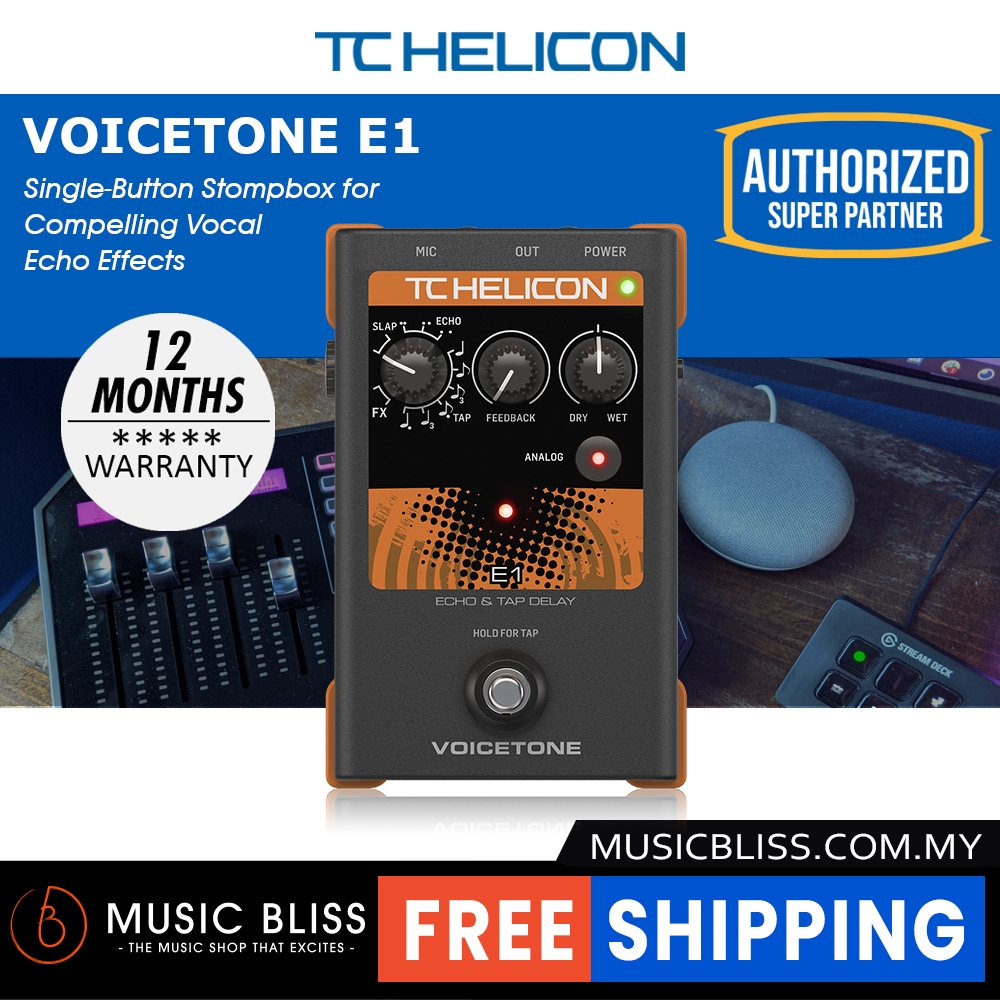 TC-Helicon VoiceTone E1 Echo and Tap Delay Vocal Effects Pedal | Shopee ...