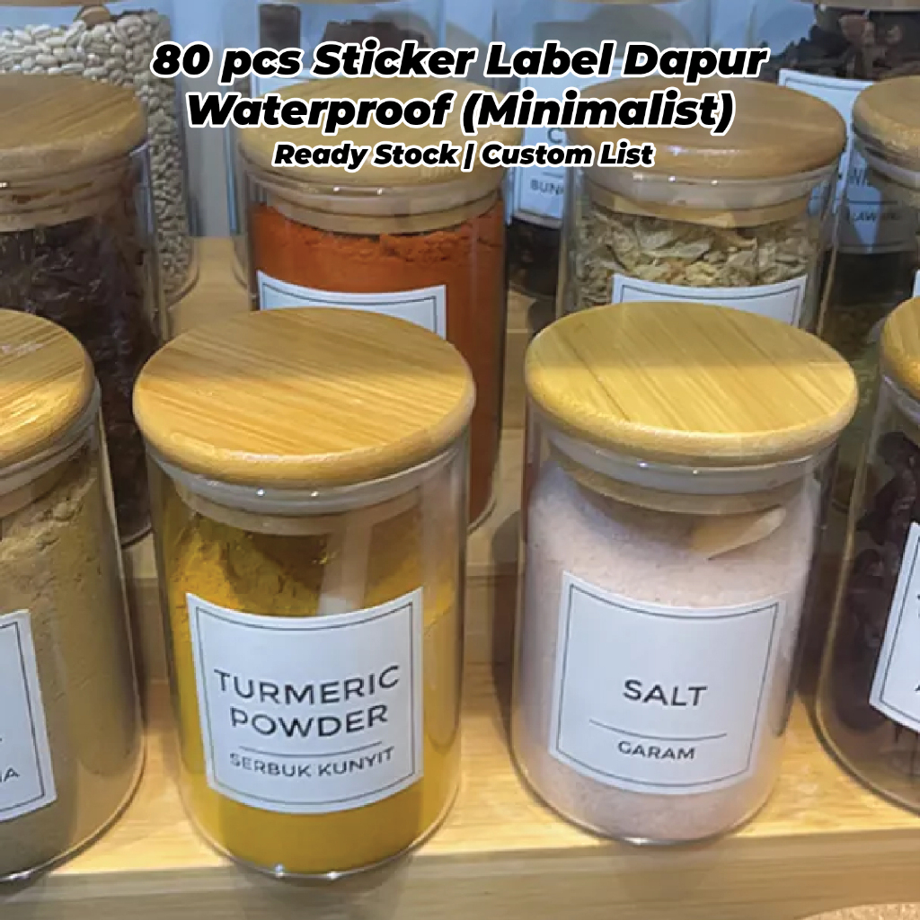 80 pcs Sticker Label Dapur Waterproof (Minimalist) | Ready Stock ...