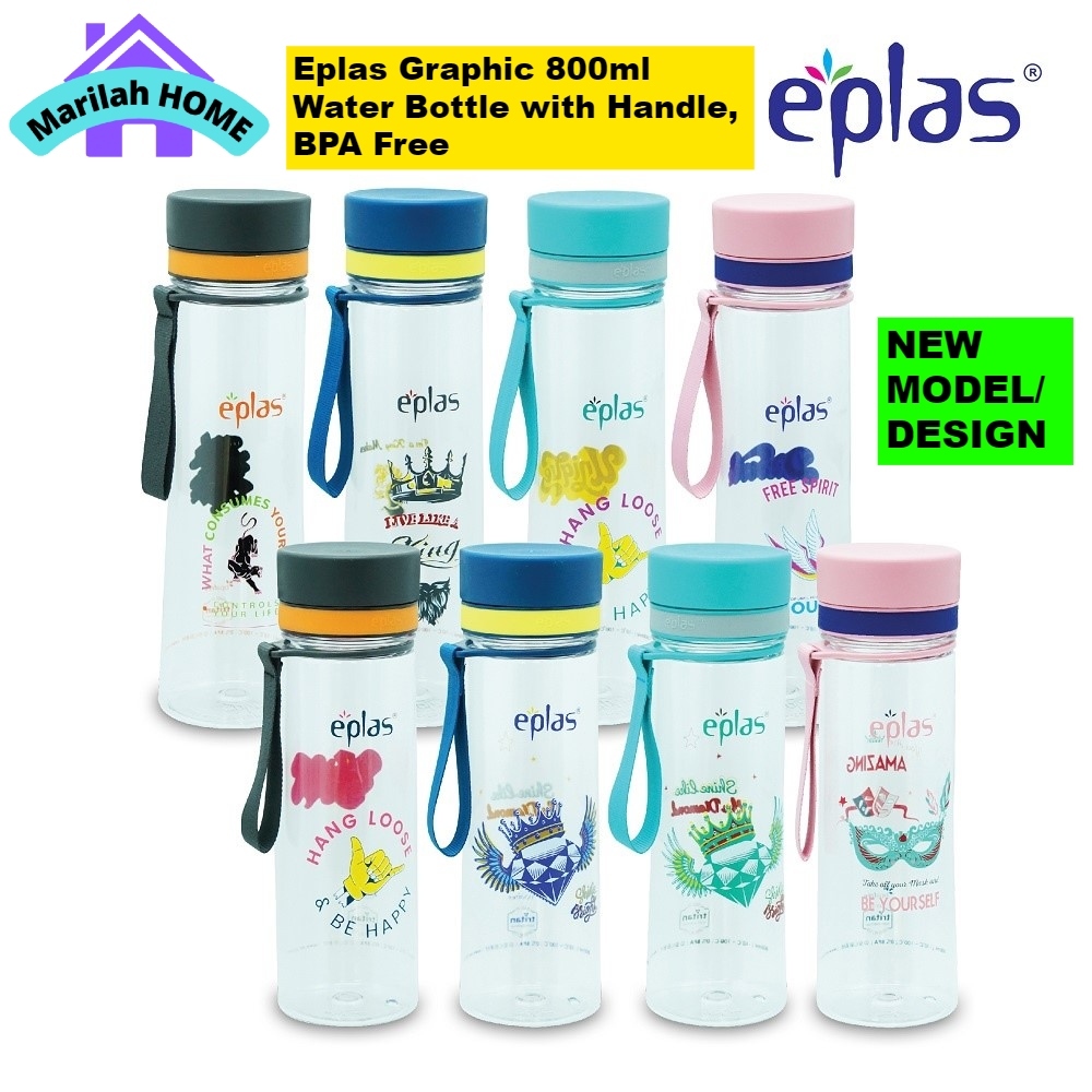 EPLAS GRAPHIC 800ml Water Bottle With Handle & Design, Water Tumbler ...