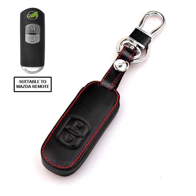 Mazda 2 Sedan CX3 CX5 SUV 2Buttons Keyless Remote Cow Leather Car Key ...