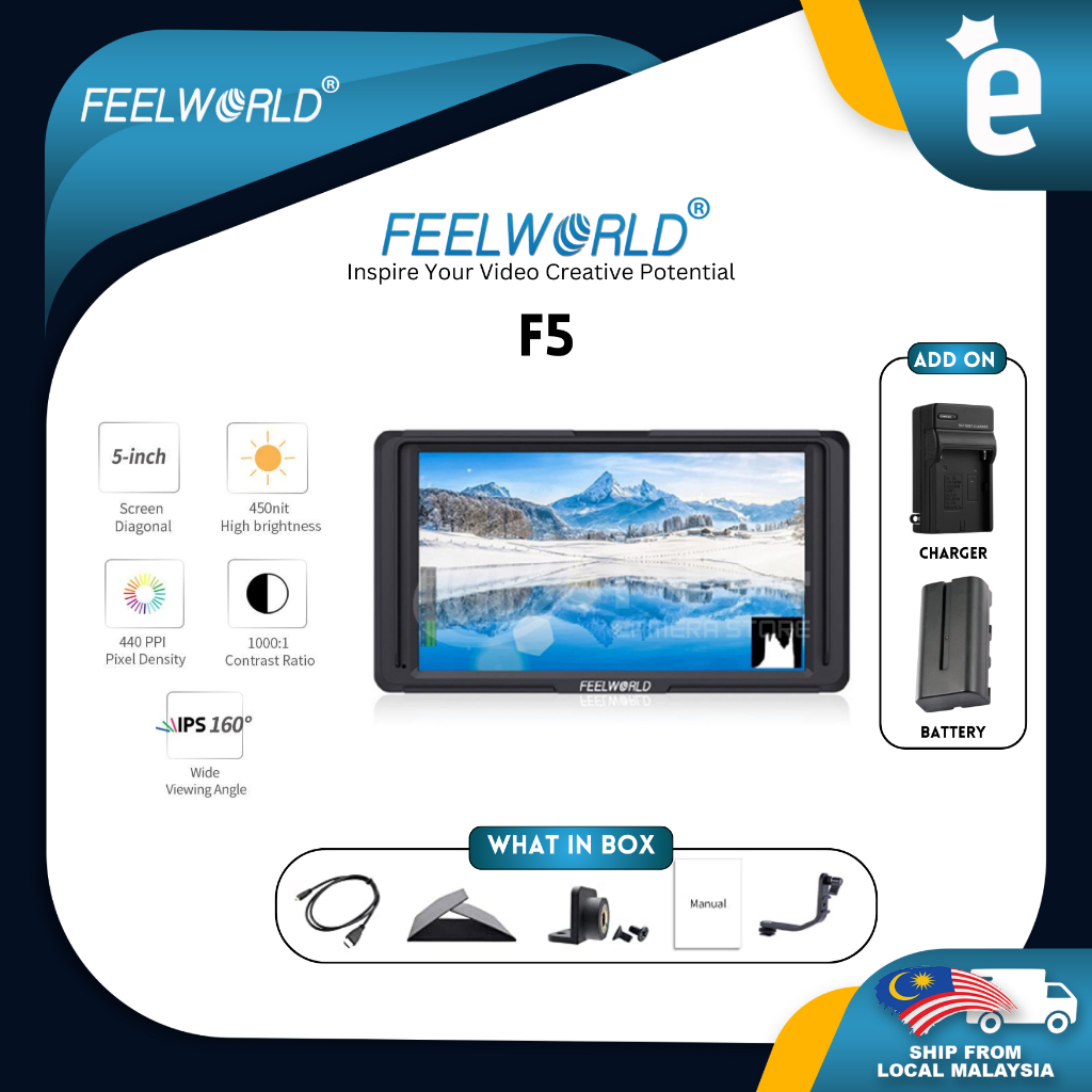 FEELWORLD F5 5inch 4K HDMI Full HD Video Monitor For DSLR Mirroless ...