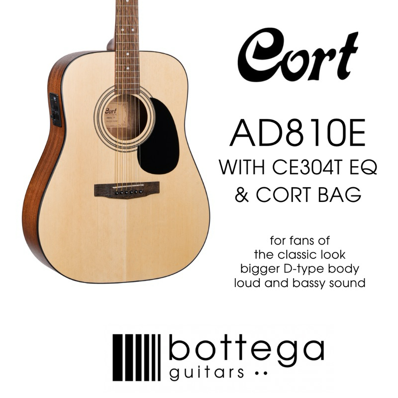Cort AD810E Acoustic-Electric Guitar with EQ & Bag (41" Dreadnought ...