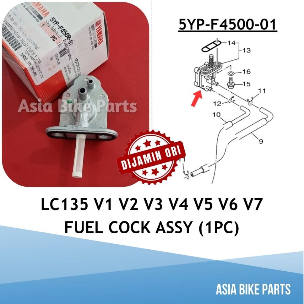 Yamaha Original LC135 V1 V2 V3 V4 V5 V6 V7 Fuel Cock Assy - 5YP-F4500-01 | Shopee Malaysia