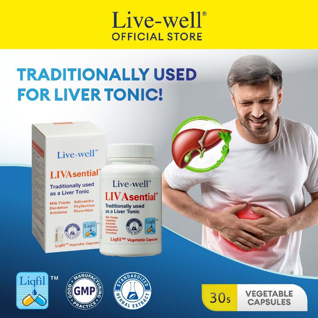 Live-well LIVAsential Supplement Liver Tonic Vit C Herbal Formula Detox ...