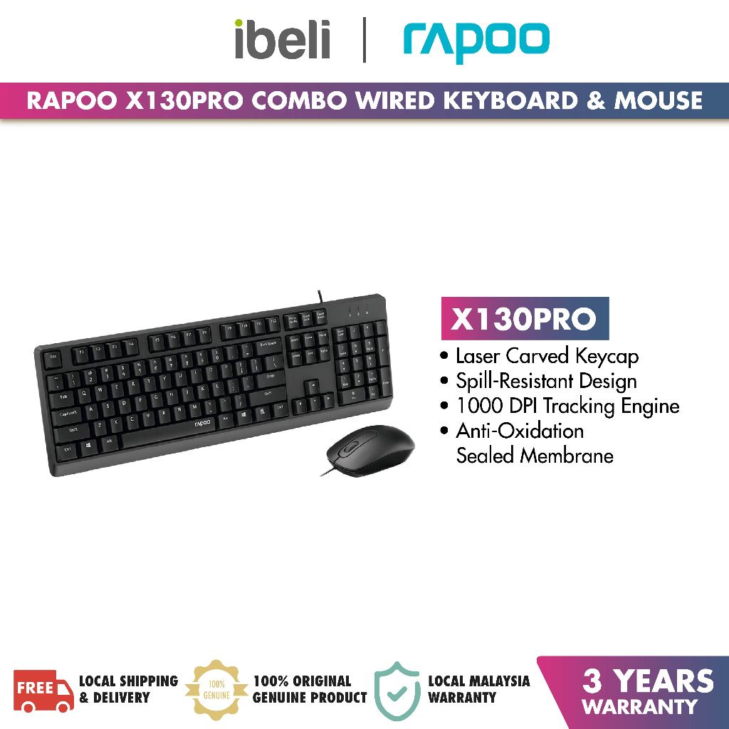 Rapoo X130PRO Combo Wired Keyboard & Mouse - 3 Years Warranty | Shopee ...