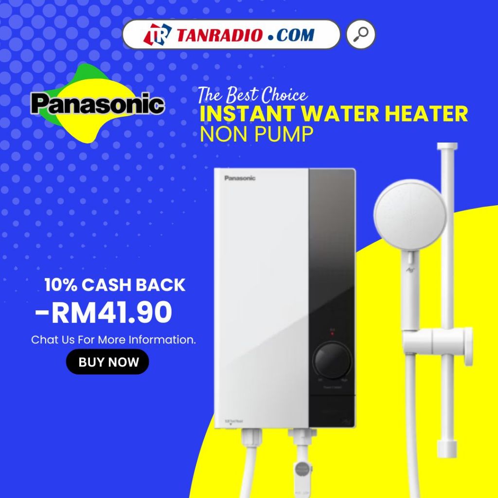 PANASONIC NON PUMP INSTANT WATER HEATER, 3.6KW, AG+ CRYSTAL, 9 SAFETY ...