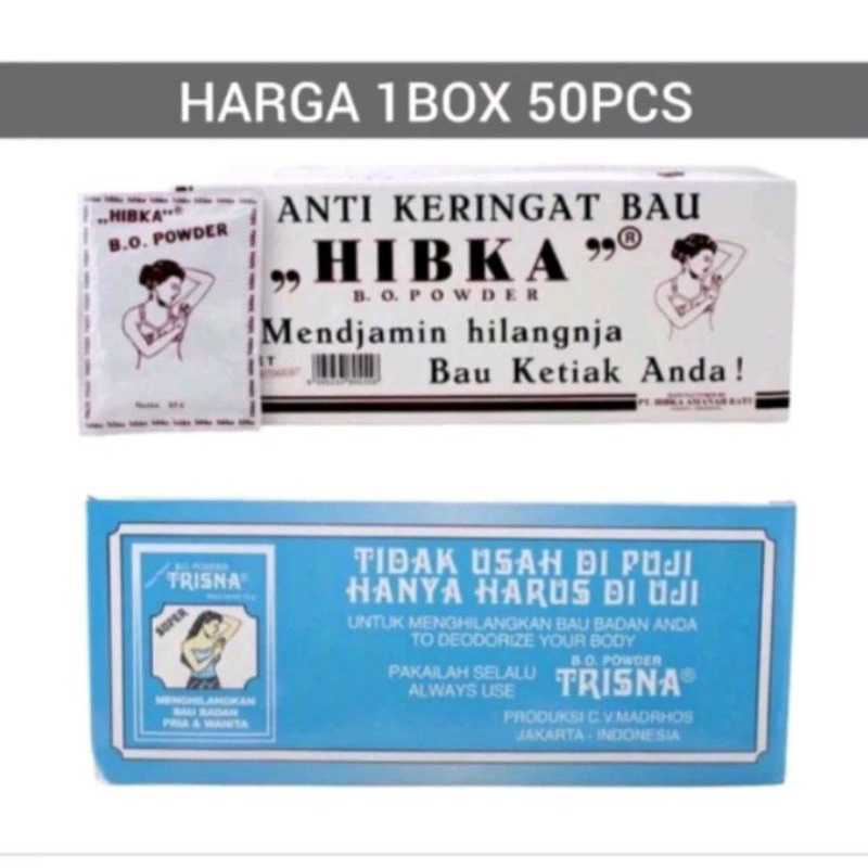 Bedak Ketiak Hibka || Trisna 1 box 50 Sachet ( READY STOCK) | Shopee ...
