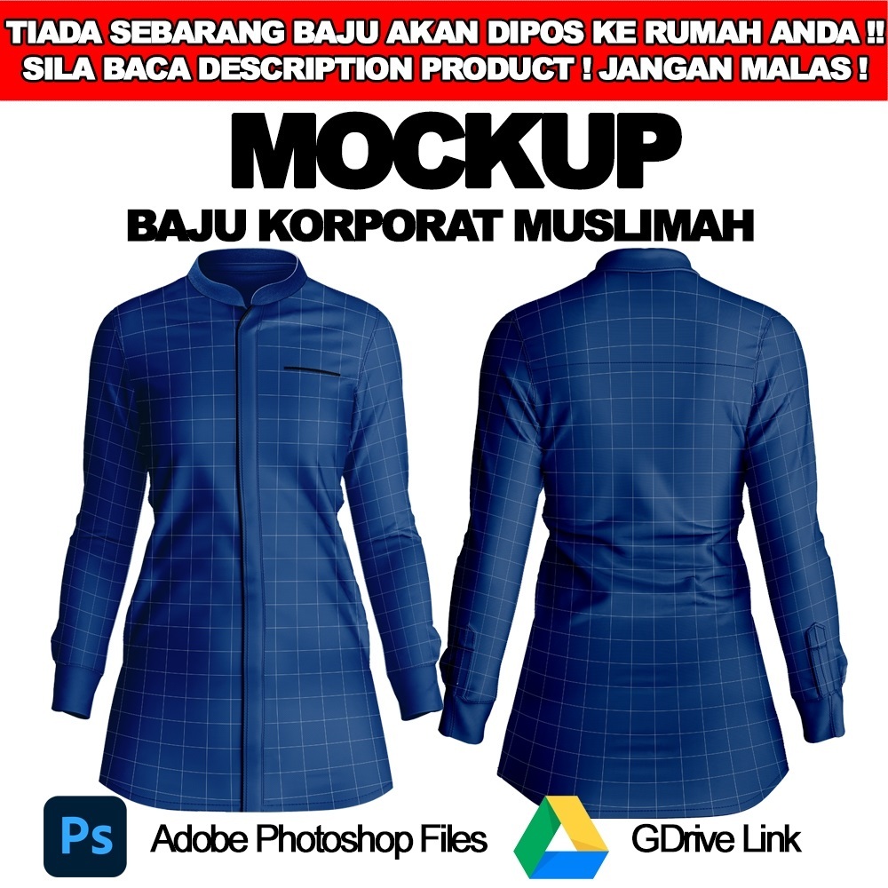 Baju Korporat Muslimah Mandarin Collar Mockup For Photoshop | Shopee ...