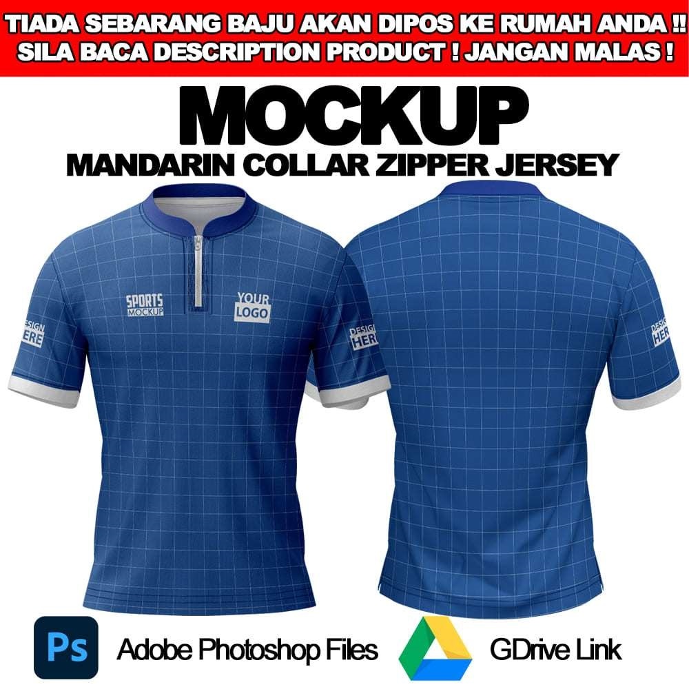 T-Shirt Mandarin Collar Zipper Mockup for Photoshop | Shopee Malaysia