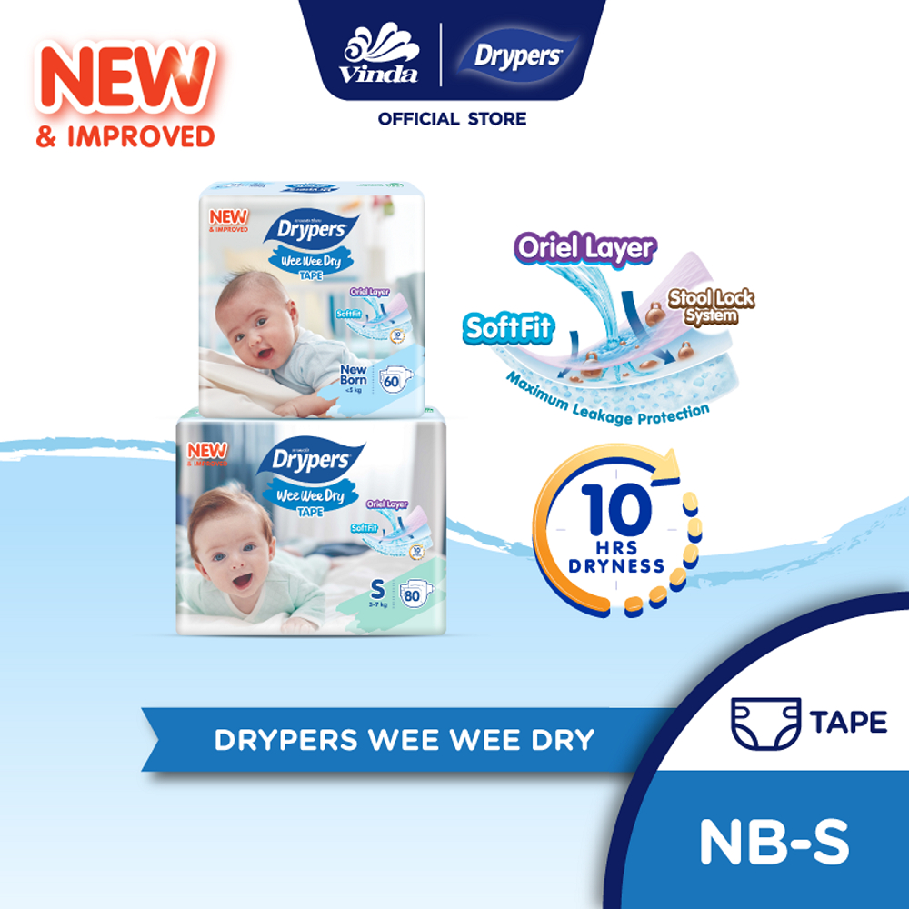 Drypers Wee Wee Dry Baby Diaper NB60/S80 (1 Pack) | Shopee Malaysia