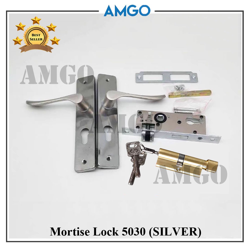AMGO 5030 Mortise Lock Handle Entrance Iron Door Gate Lock Set Grill ...