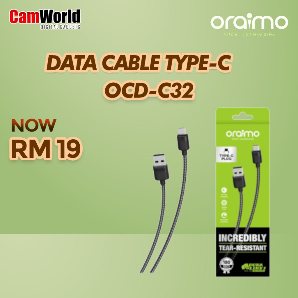 Oraimo Data Cable USB to Type C ( OCD-C32 ) | Shopee Malaysia