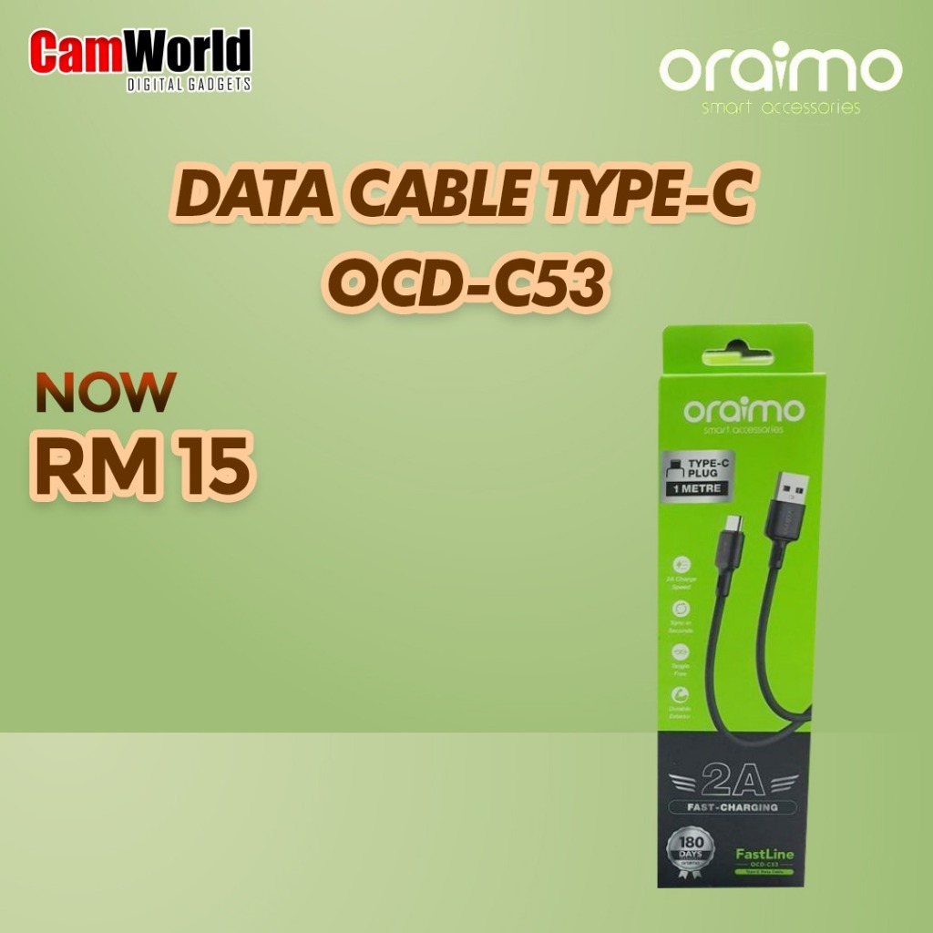 Oraimo Data Cable USB to Type C ( OCD-C53 ) | Shopee Malaysia
