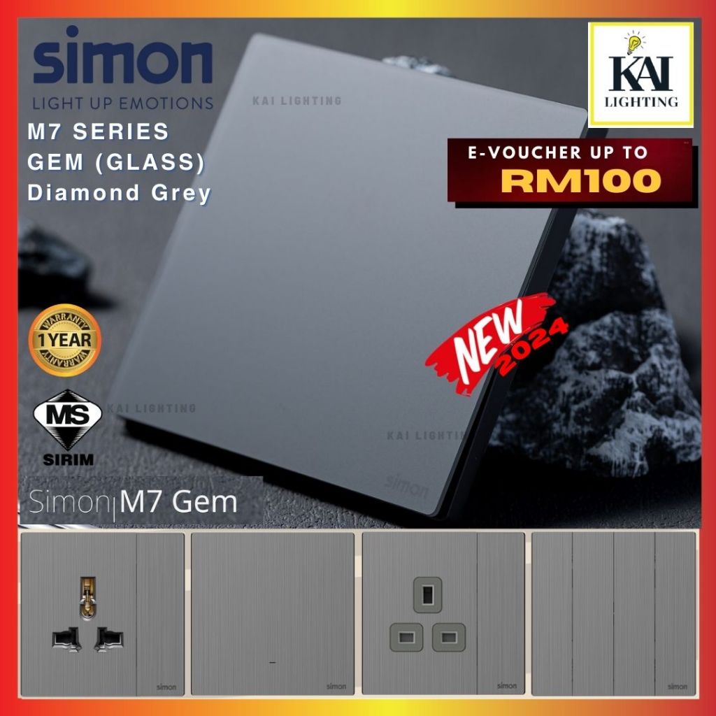 🔥 NEW 🔥SIMON [European Brand] M7 Series GEM White & Grey Switch ...
