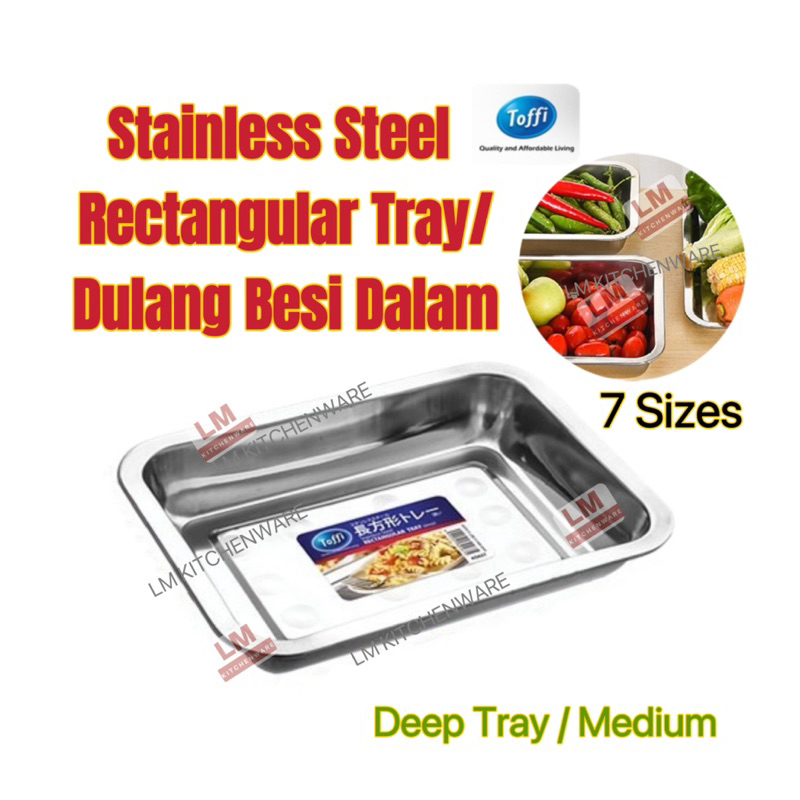STAINLESS STEEL DEEP RECTANGULAR TRAY TOFFI DULANG BESI DALAM / OVEN ...