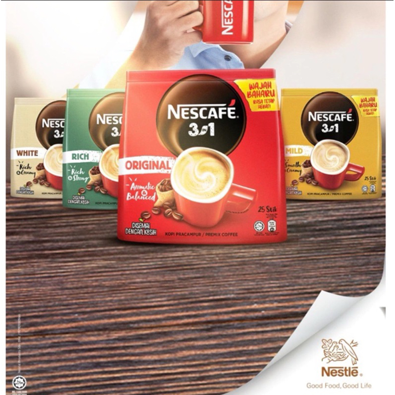 NESCAFE 3 in 1 original 25’s / mild 25’s / rich & strong 25’s | Shopee ...