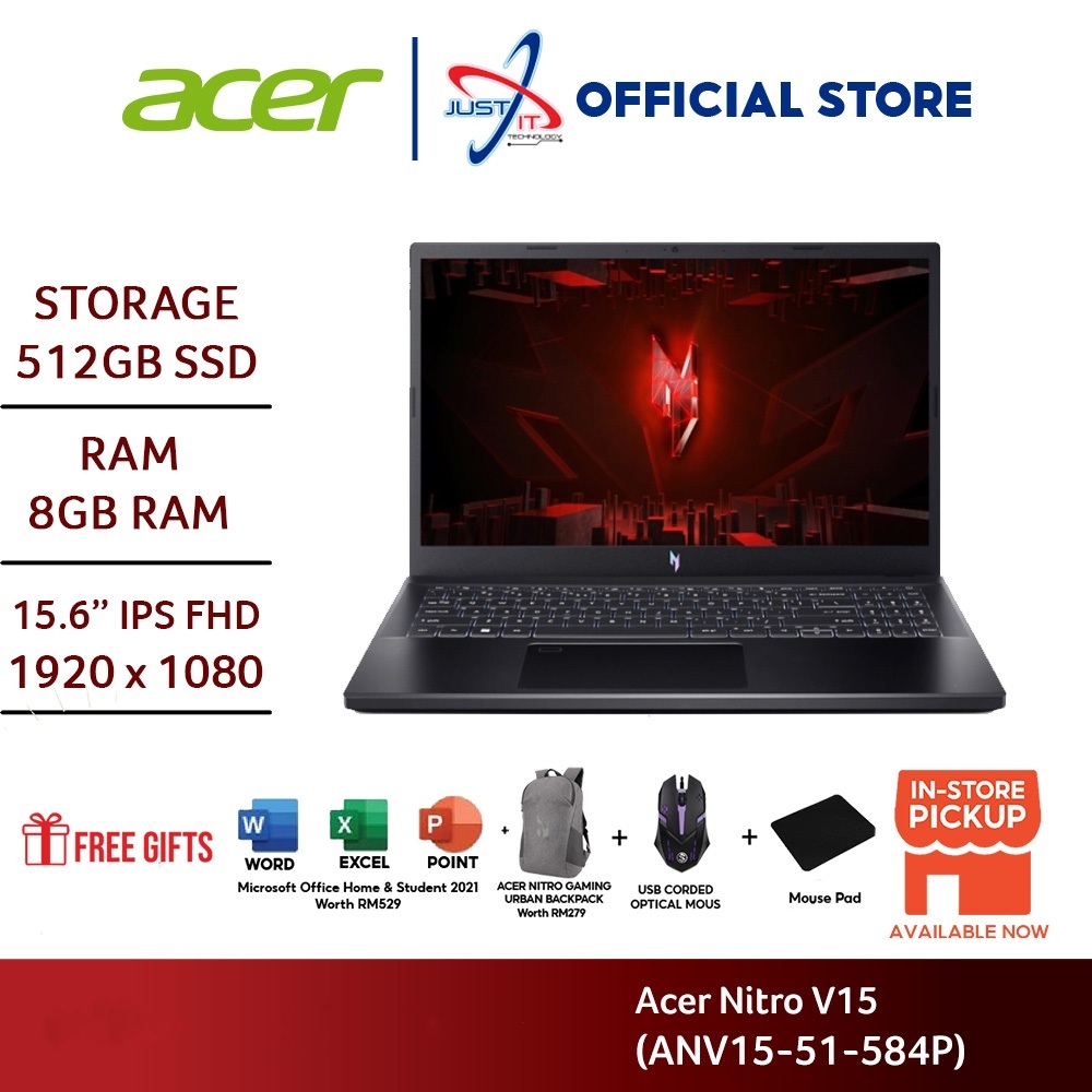 ACER Nitro V15 Gaming Laptop (58GB/I5-13420H/8GDR5/512SSD) ANV15-51-584P | Shopee Malaysia