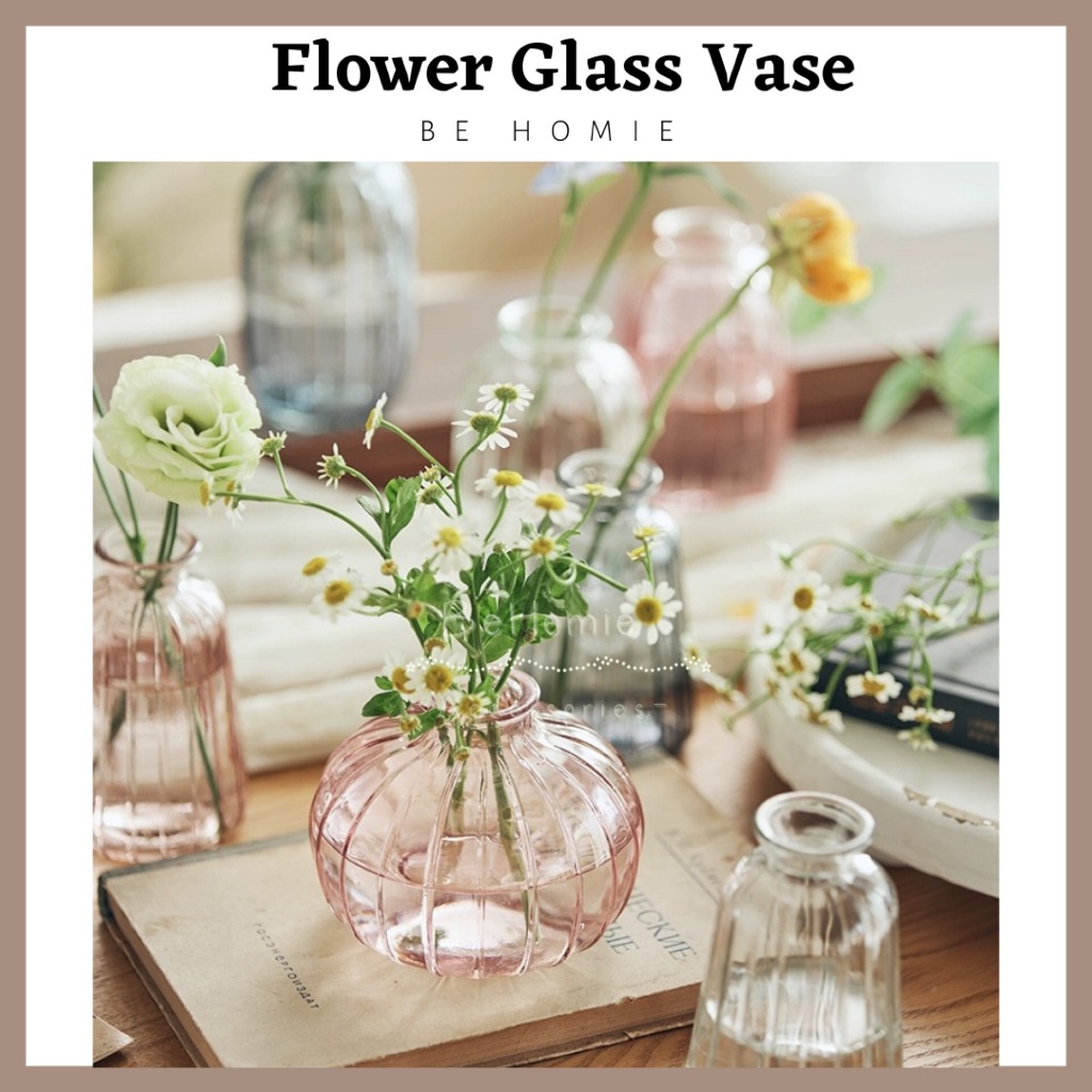 Simple glass vase vintage transparent vase home decorative vase flower ...