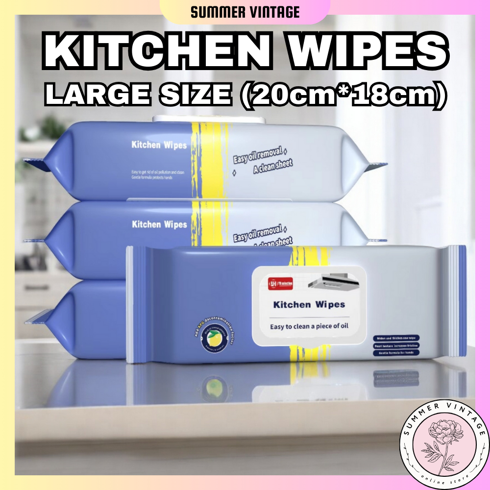 Kitchen Wipes Large (60pcs) Disposable Kitchen Wet Tissue Cleaning ...