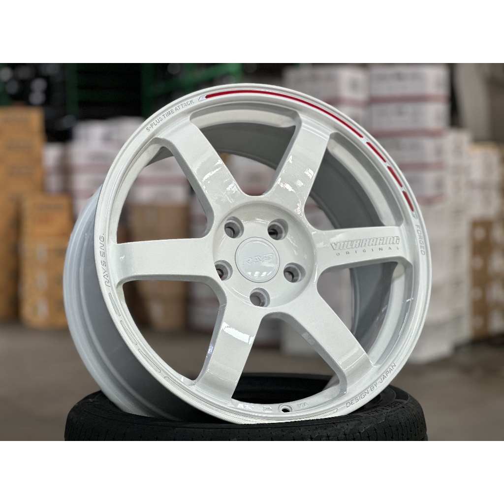 NEW 18X8.5J AOW TE37 Time Attack Rim (set of 4) 5X112 White for Passat ...