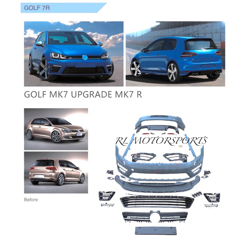 Volkswagen Golf MK7 TSI GTI to R R20 Bodykit body kit front side rear ...