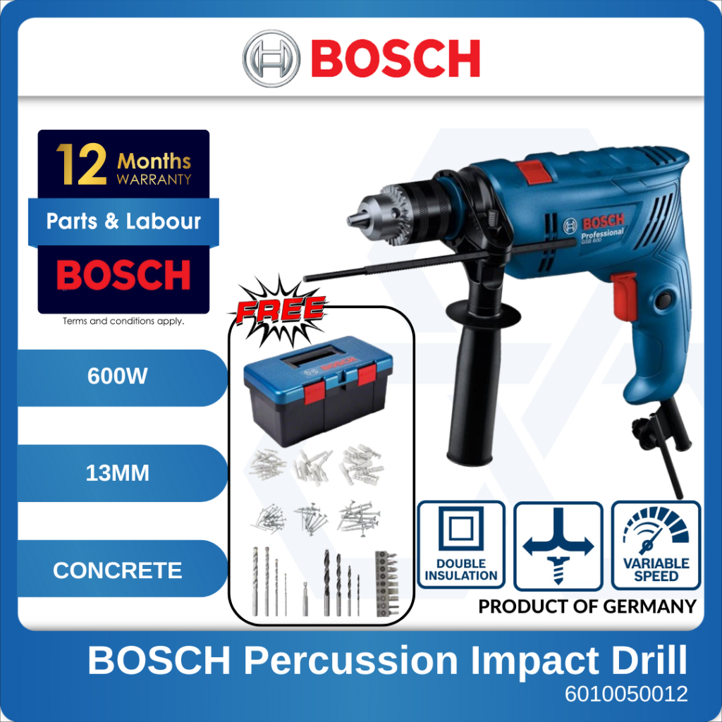 BOSCH GSB 600 GSB600 13MM Professional Impact Drill Concrete Wood Metal ...