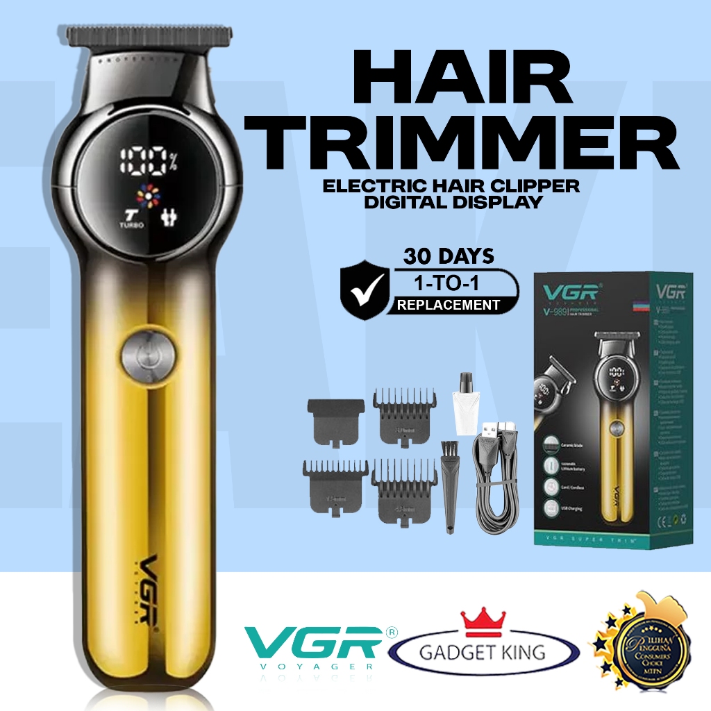 VGR V-989 New Gradual Change Electric Hair Clipper Household Men's Digital Display Electric Push ...