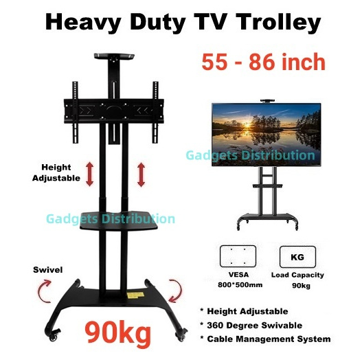 SM AVA1800-70-1P AVA1800 55 86 Inch Large Heavy Duty TV Trolley Stand ...